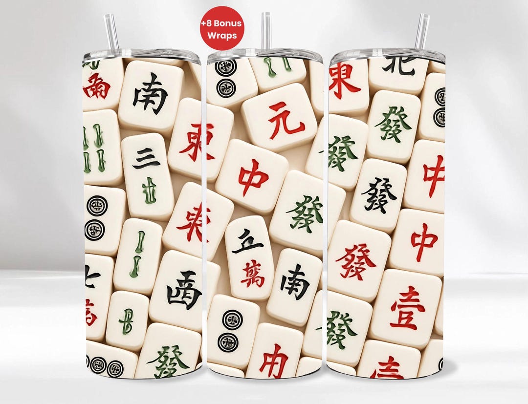Mahjong Tiles Becherverpackung: 20 Unzen Skinny Tumbler PNG + 8 Bonus ...