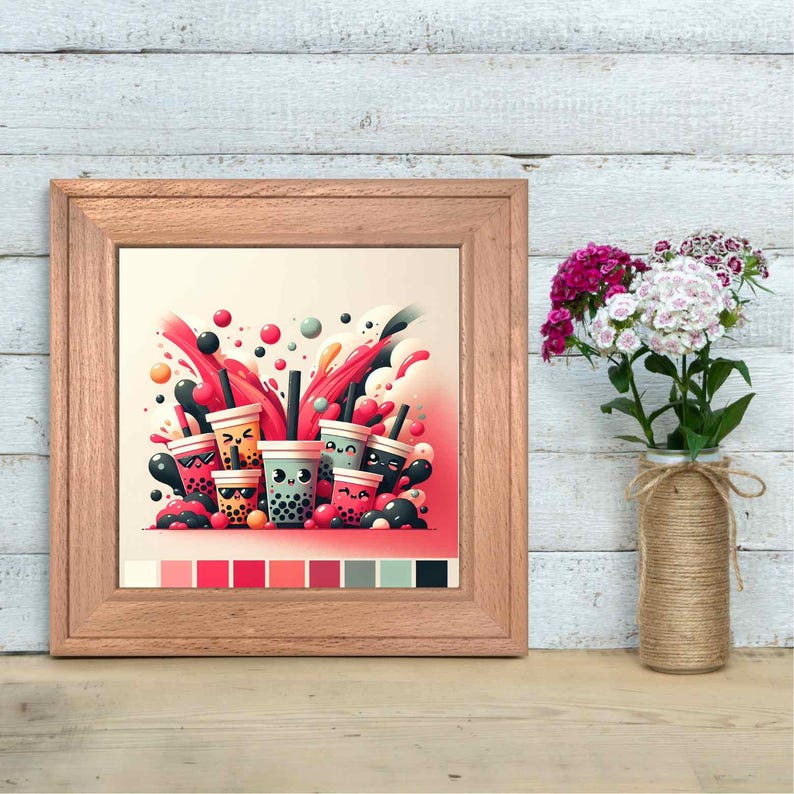 Title: Kawaii Bubble Tea Art | Cute Boba Drink Digital Print | Playful ...