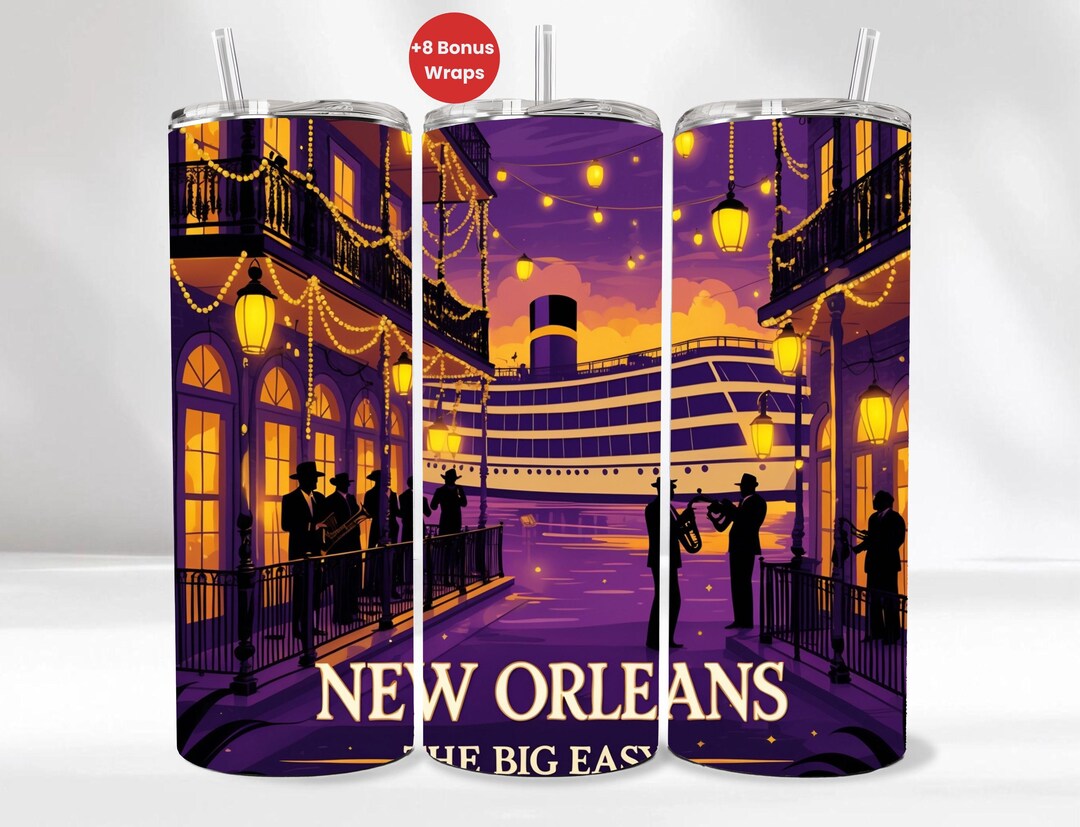 New Orleans Tumbler Wrap: Jazz, French Quarter, Mardi Gras (PNG Digital ...