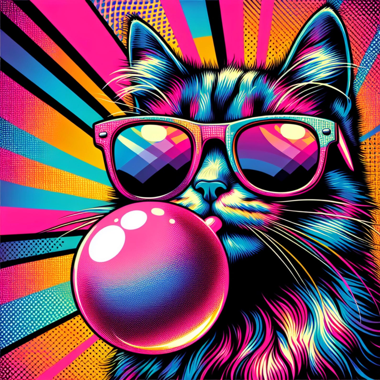 Pop Art Bubblegum Cat Bundle - Etsy