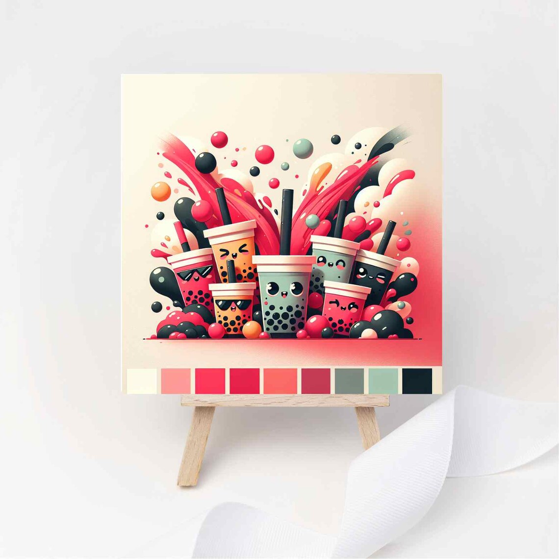 Title: Kawaii Bubble Tea Art | Cute Boba Drink Digital Print | Playful ...