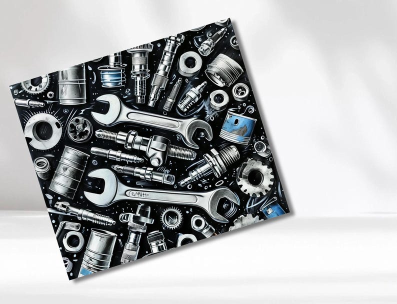 Mechanic Tools Tumbler Wrap: Black & Silver Design + 8 Bonus Wraps ...