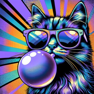 Pop Art Bubblegum Cat Bundle - Etsy