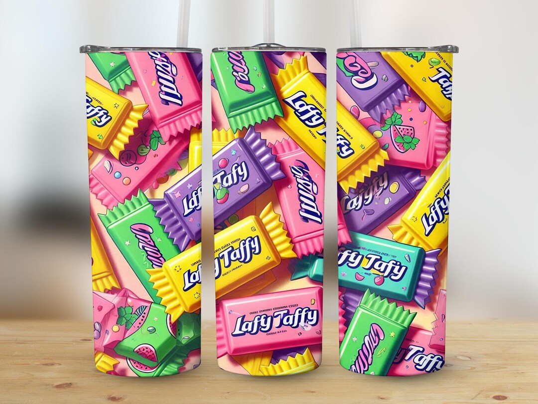 Laffy Taffy 20oz Skinny Tumbler Wrap PNG, Fun Candy Design, Colorful ...