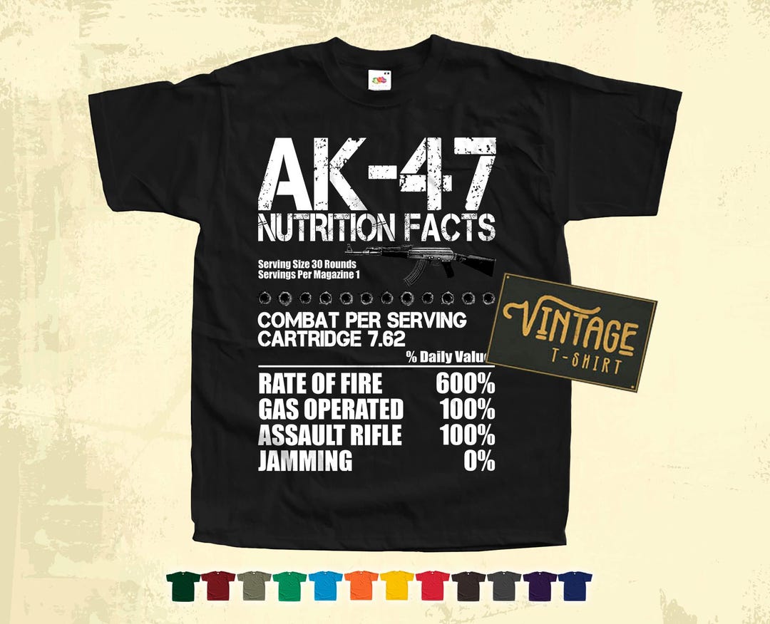 AK-47 Assault Rifle Kalashnikov T SHIRT Vintage Tee Cotton Grunge Movie ...