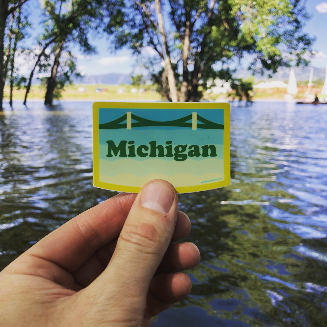 Lake Michigan Mackinac Bridge Sticker - Etsy