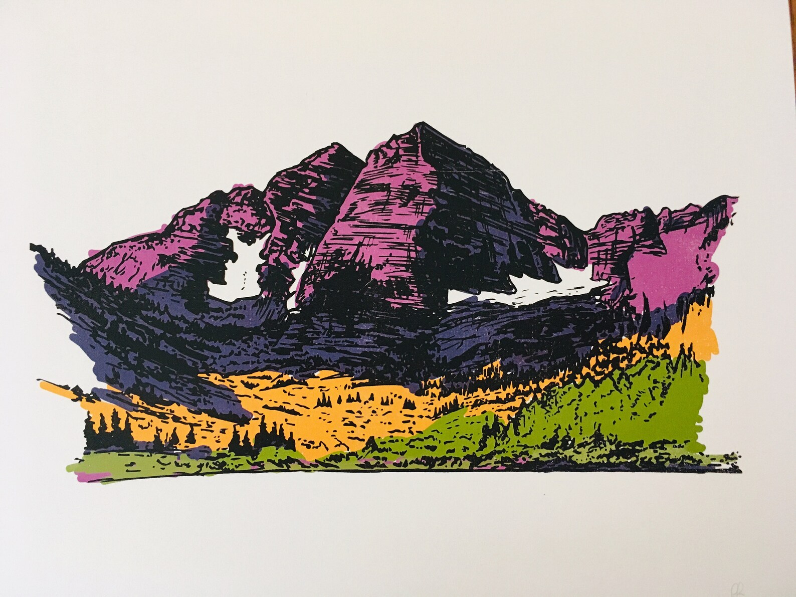 Maroon Bells Retro Illustration - Etsy