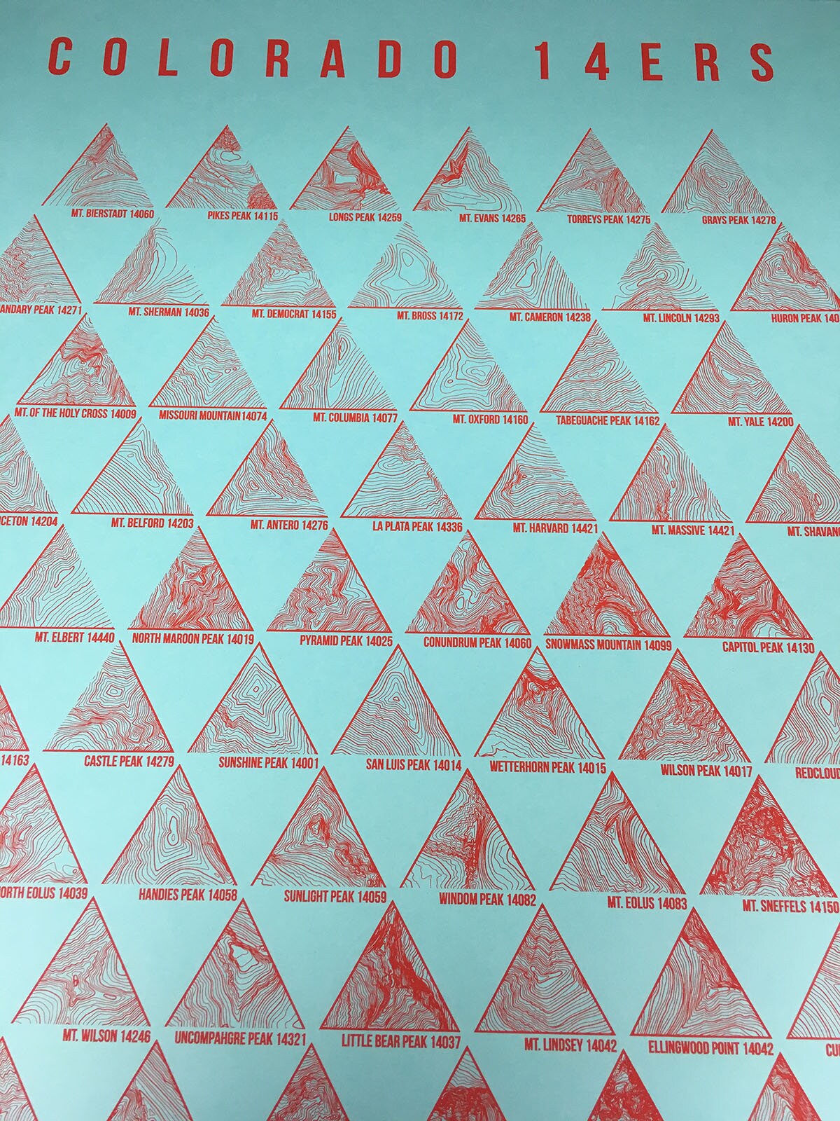 14er Topo Poster Limited Edition Color - Etsy