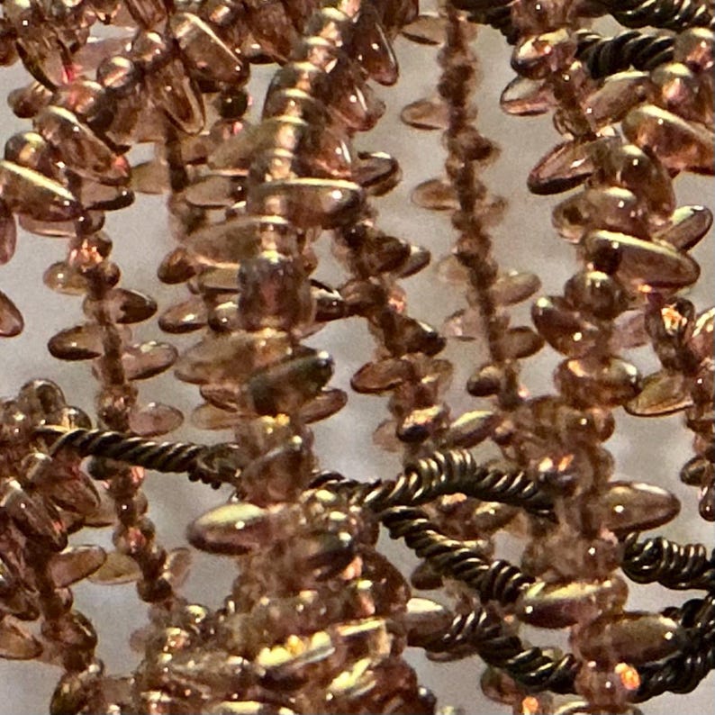Weeping Willow Tree, Copper Wire Sculpture, Rose/gold Topaz Glass Beads ...
