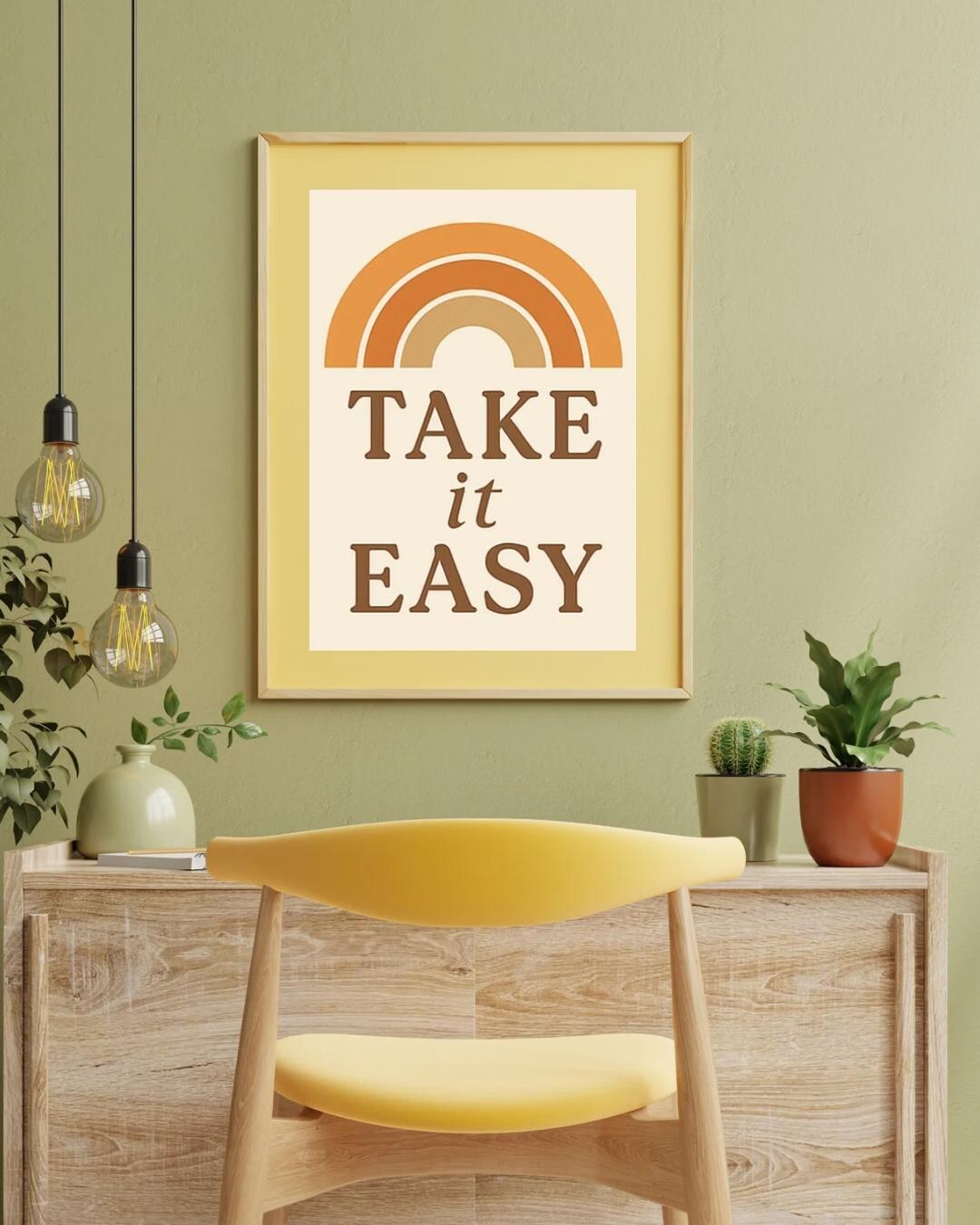 Take It Easy Poster, Retro Boho Wall Art, Minimalist Home Decor ...