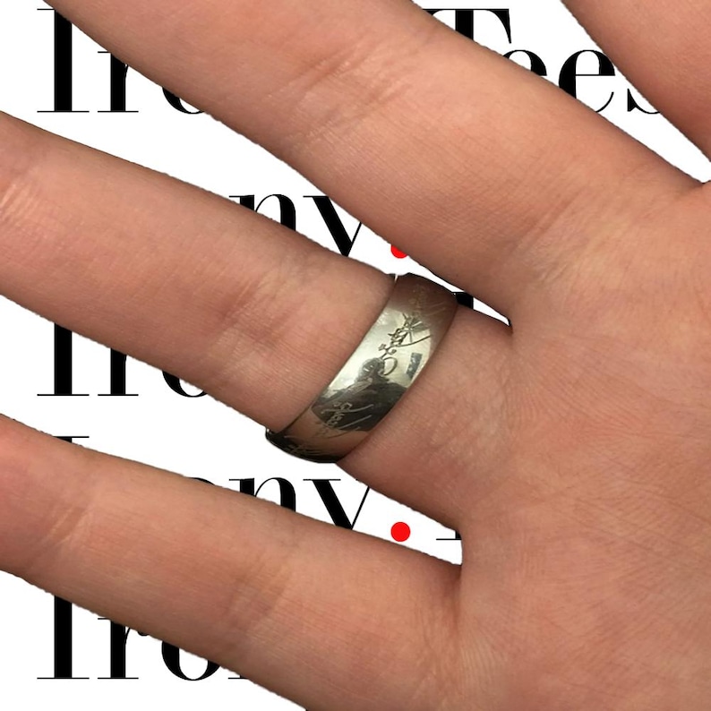 Engraved Sauron the One Ring Replica Elvish Script Ring Fantasy Jewelry ...