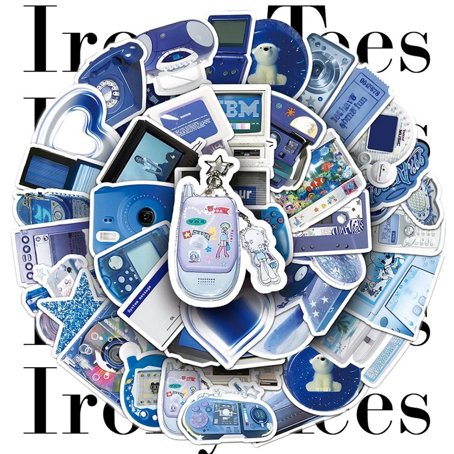 50 Pieces Blue Retro Tech Sticker Set Y2K Frutiger Aero Aesthetic, 90s ...