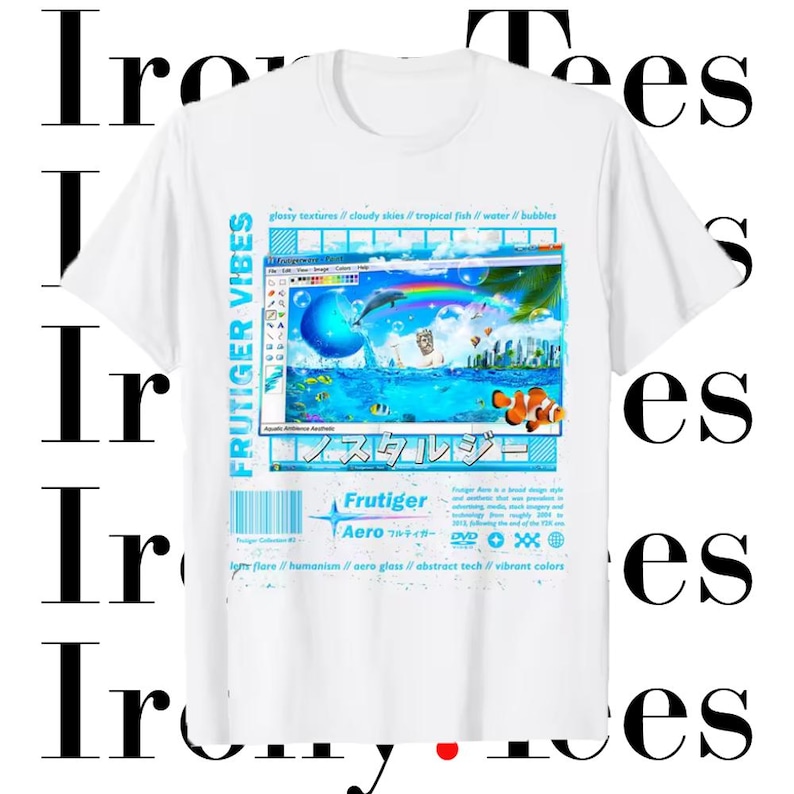 Frutiger Aero Aesthetic Y2K T-shirt | Webcore Cybercore MS Paint ...