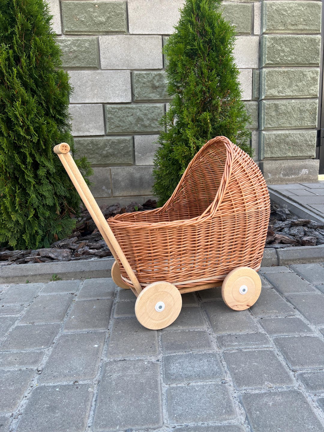 Wicker Willow Doll Pram, Wooden Wheels - Etsy