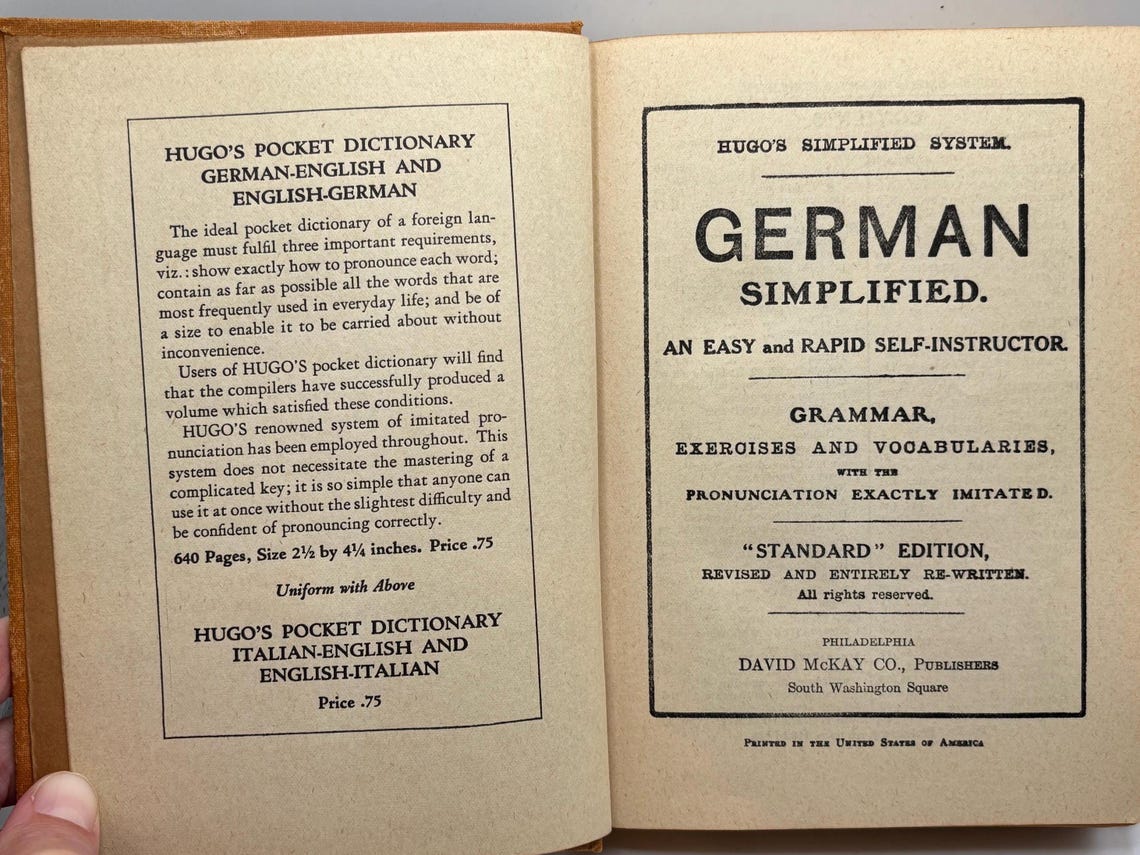 Vintage "hugo's German Simplified" Language Book With Original Lord's ...