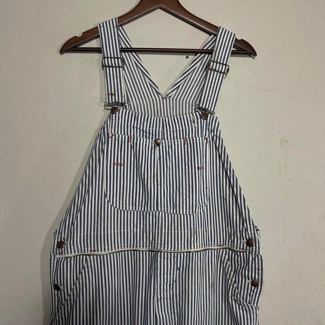 Vintage 60s Montgomery Ward Hickory Striped Engineer Overalls Size ...