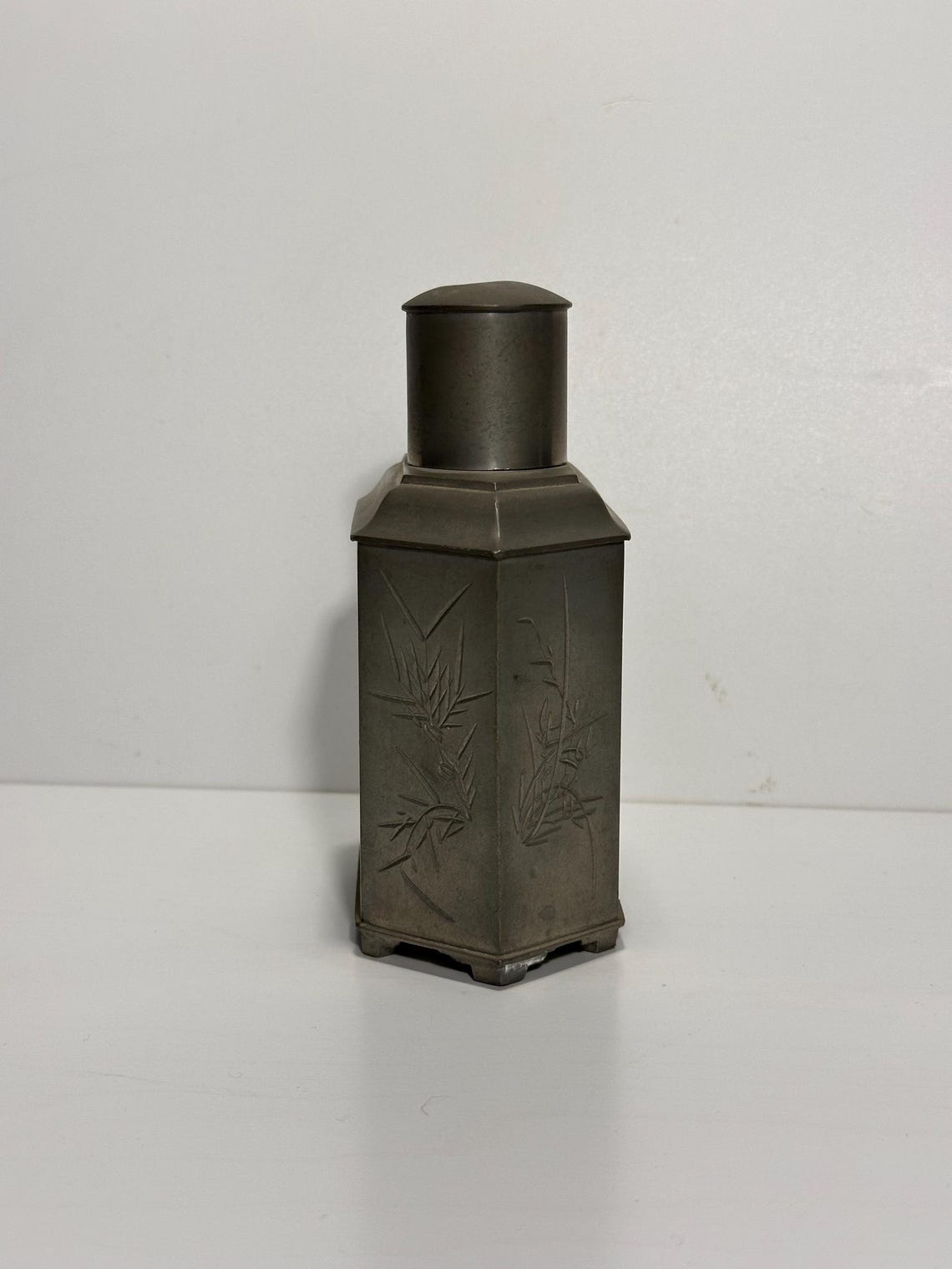 Vintage Chinese Pewter Tea Caddy – Swatow Huike Mark – Octagonal ...