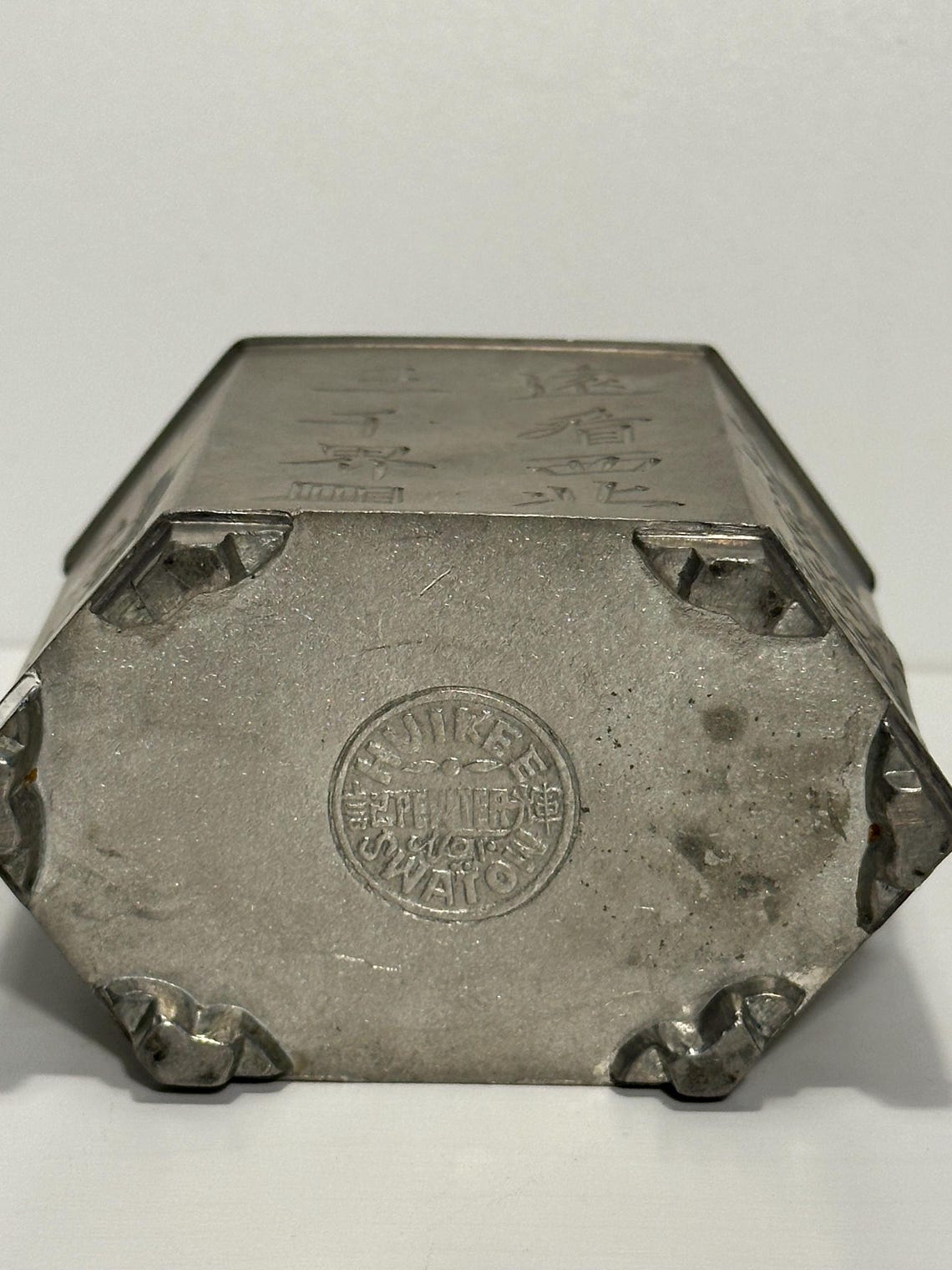 Vintage Chinese Pewter Tea Caddy – Swatow Huike Mark – Octagonal ...