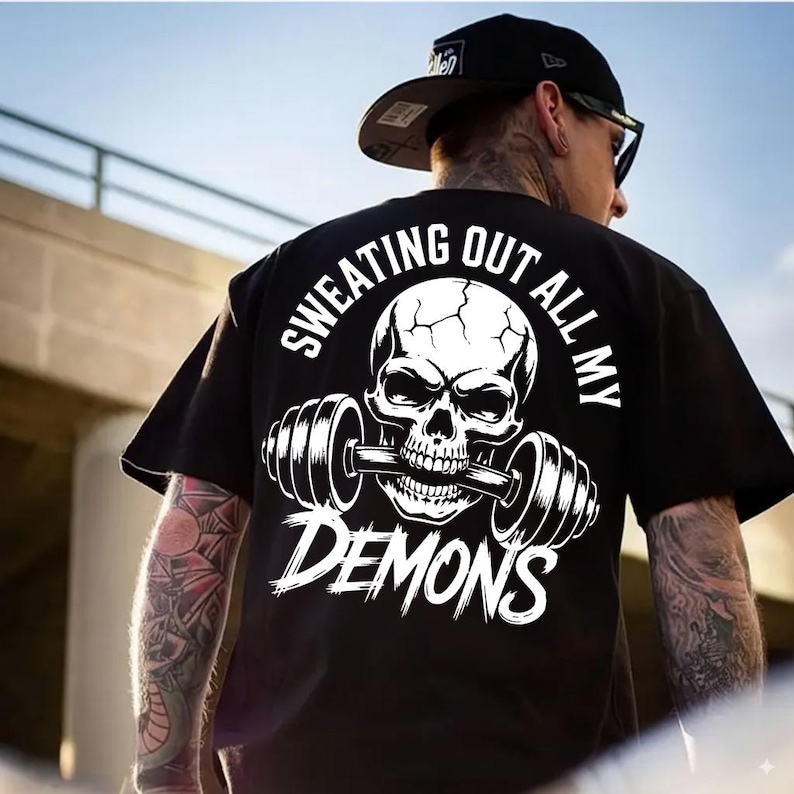 Sweating Out All My Demons PNG | Workout Shirt Design | Gym Quote PNG ...