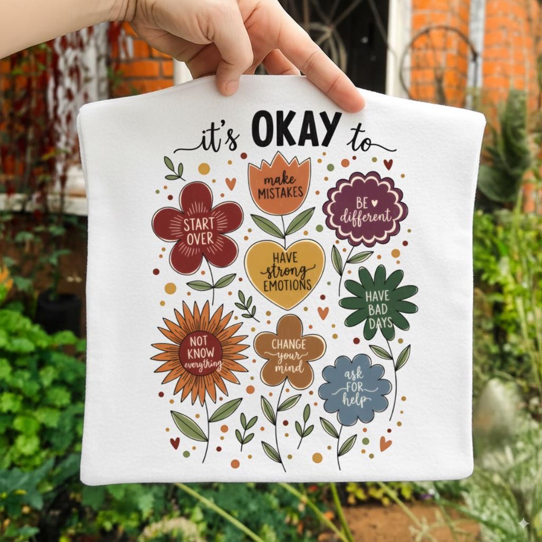 It’s Okay to PNG, Boho Floral PNG, Motivational Flowers PNG ...