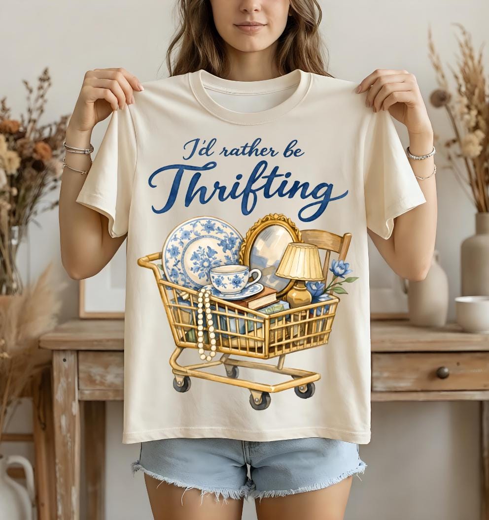 I’d Rather Be Thrifting PNG | Antique Thrift Cart Design | Vintage ...