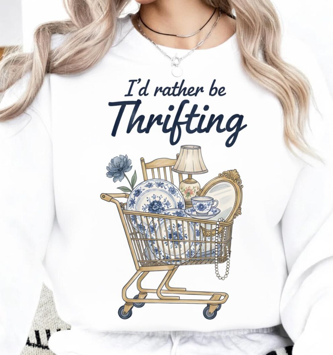 I’d Rather Be Thrifting PNG | Thrift Aesthetic Shirt Design | Blue and ...