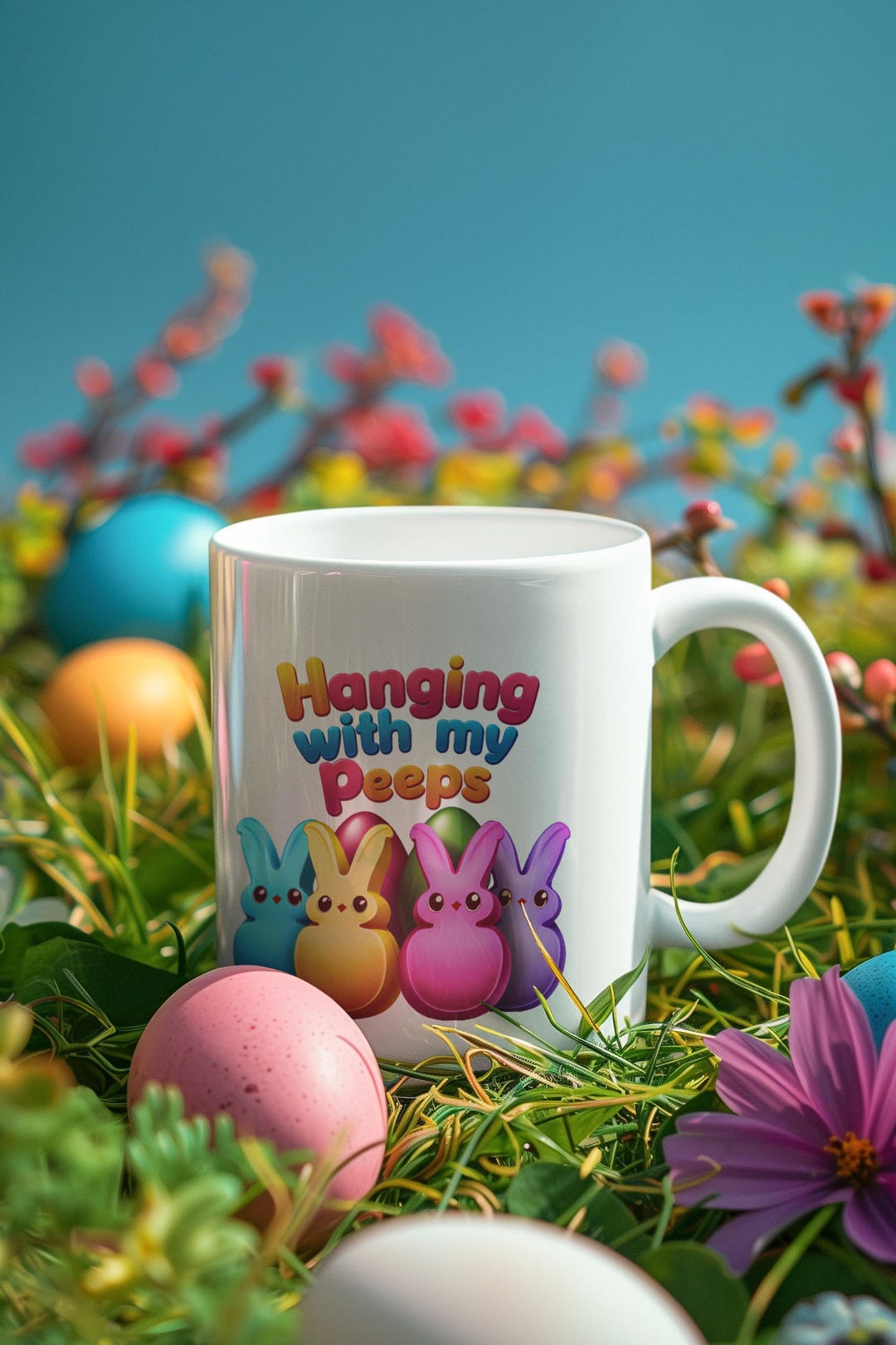 Hanging With My Peeps Colorful Coffee Mug, Easter Cup, Spring Gift ...