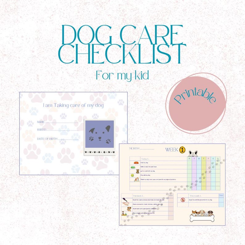Dog Care Checklist for Kids - Etsy