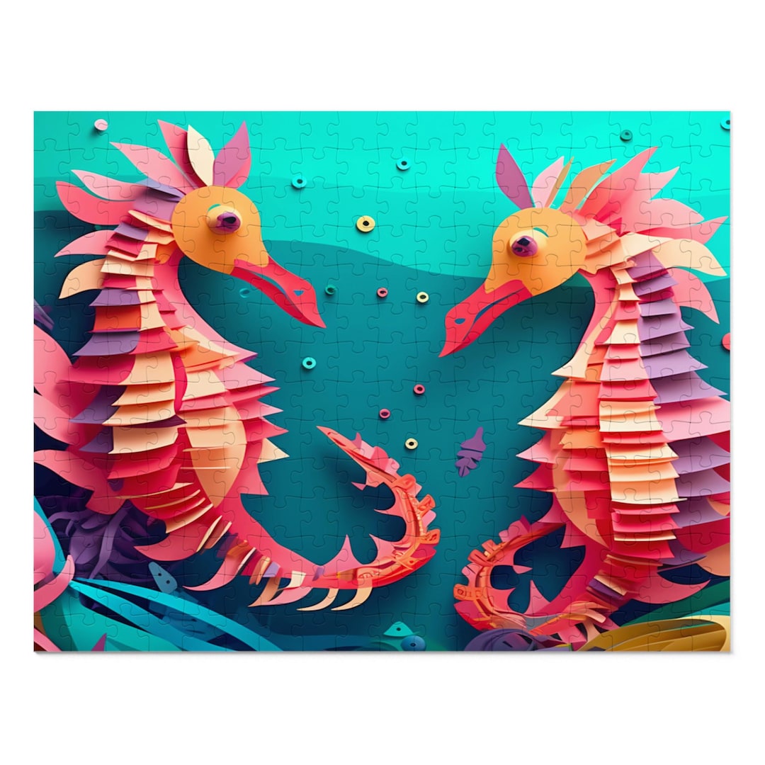 Vibrant Seahorse Jigsaw Puzzle With Tin, Coastal Decor, Nautical Gift ...