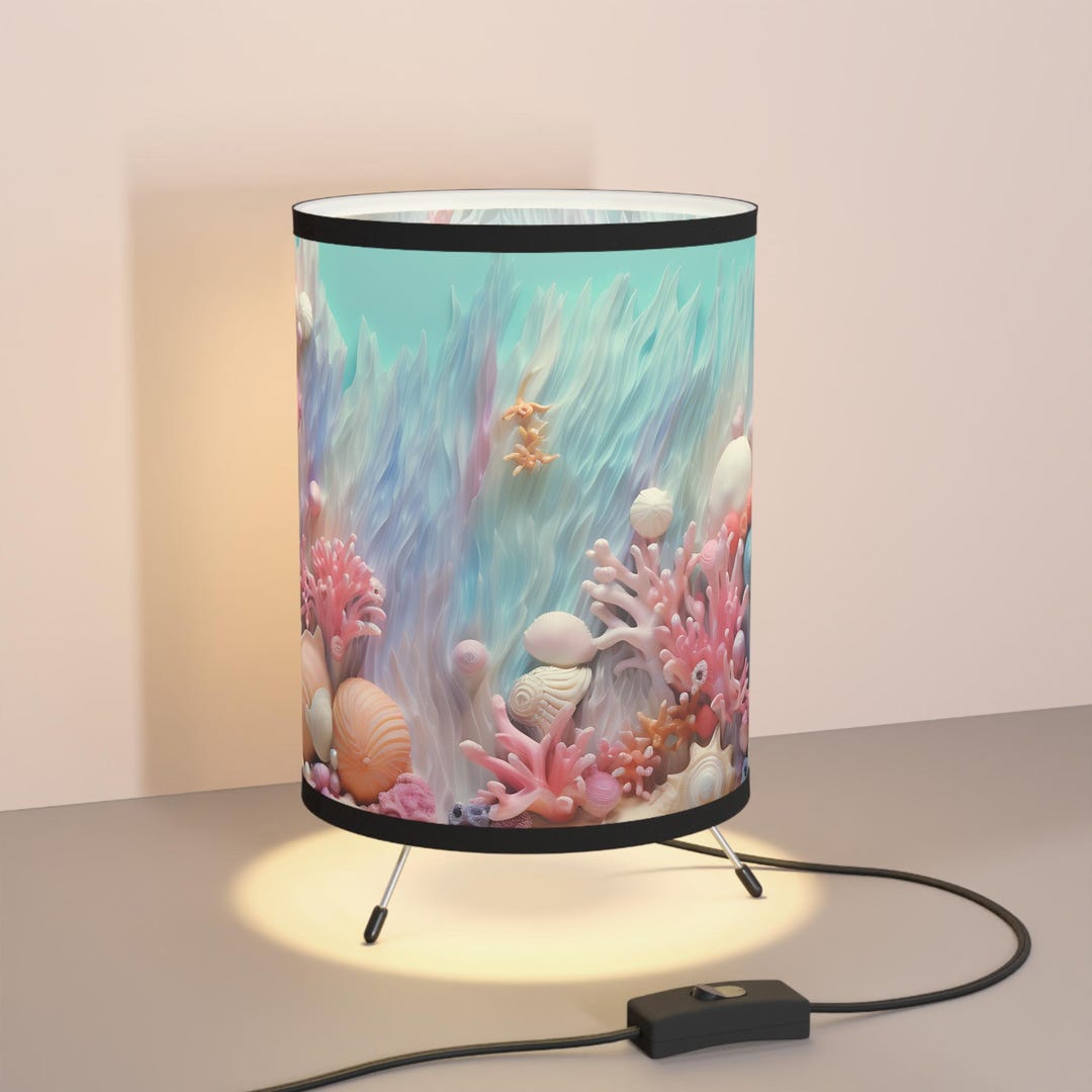 Coral Reef Tripod Lamp - Vibrant Coastal Decor, Beach House Lighting ...