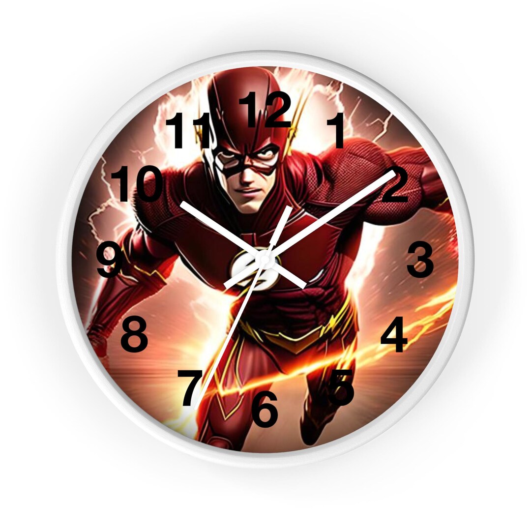 The Flash Wall Clock Comic Book Superhero Home Decor, Natural Wood ...
