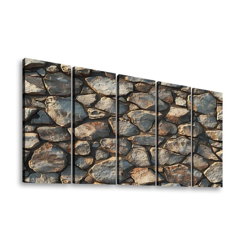 Stone Wall Canvas Art | 5-panel Modern Neutral Decor - Etsy