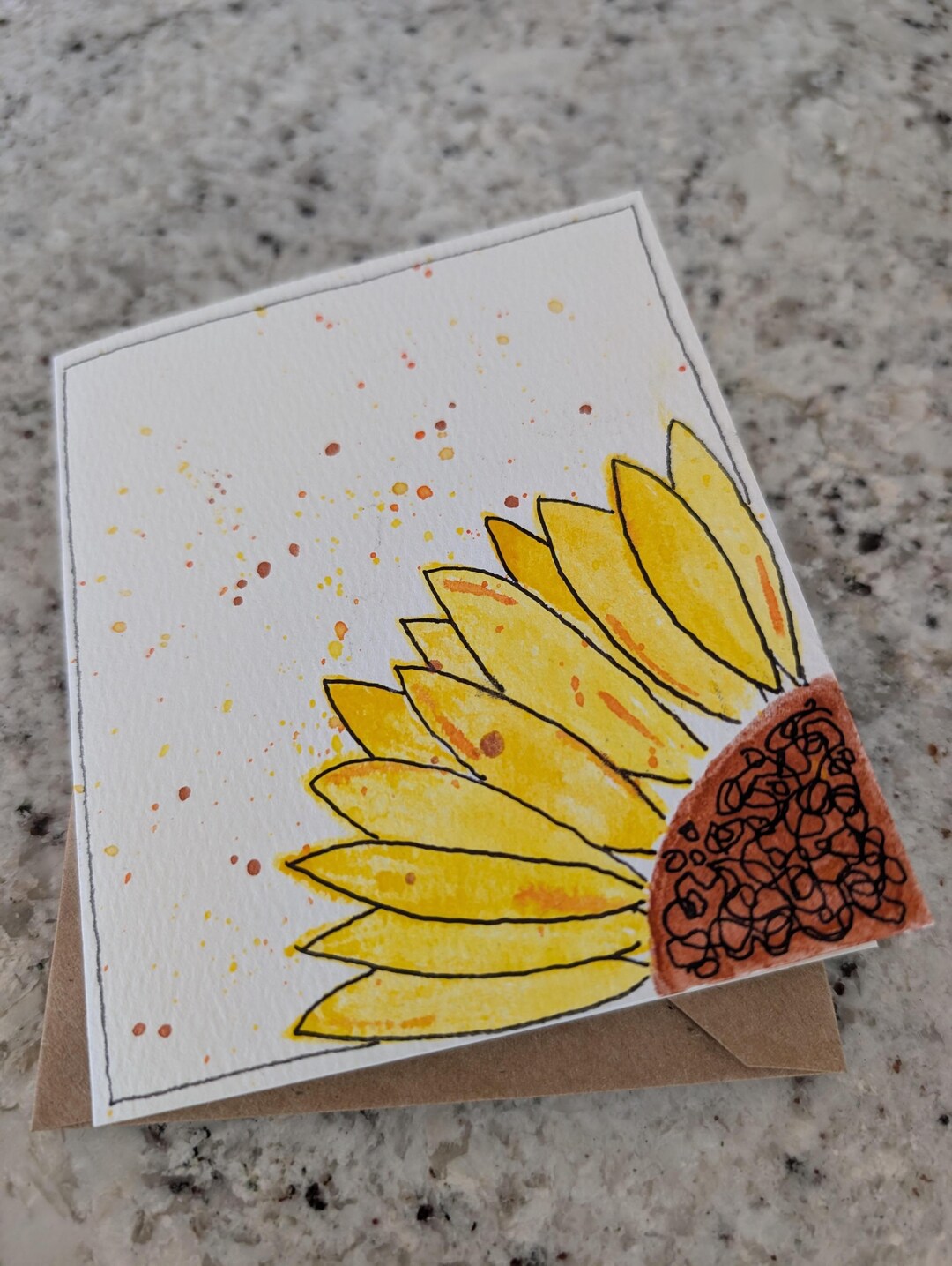 Sunflower Watercolor Card - Etsy