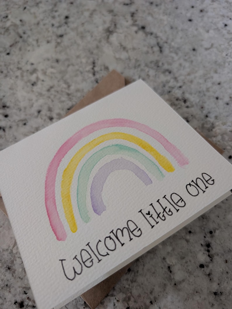 Simple Rainbow Watercolor Card - Etsy