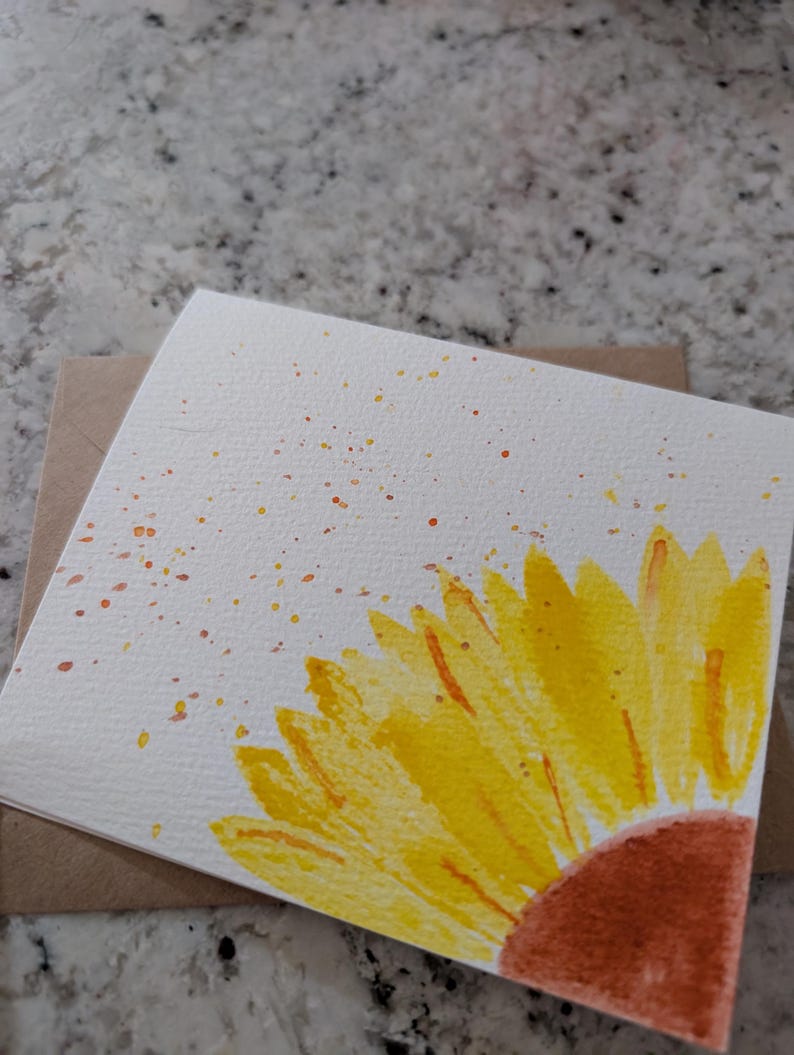 Sunflower Watercolor Card - Etsy