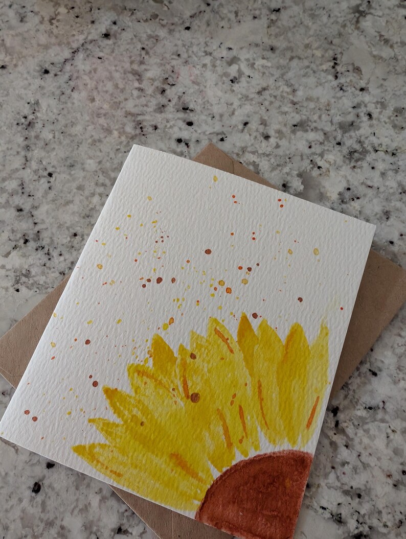 Sunflower Watercolor Card - Etsy