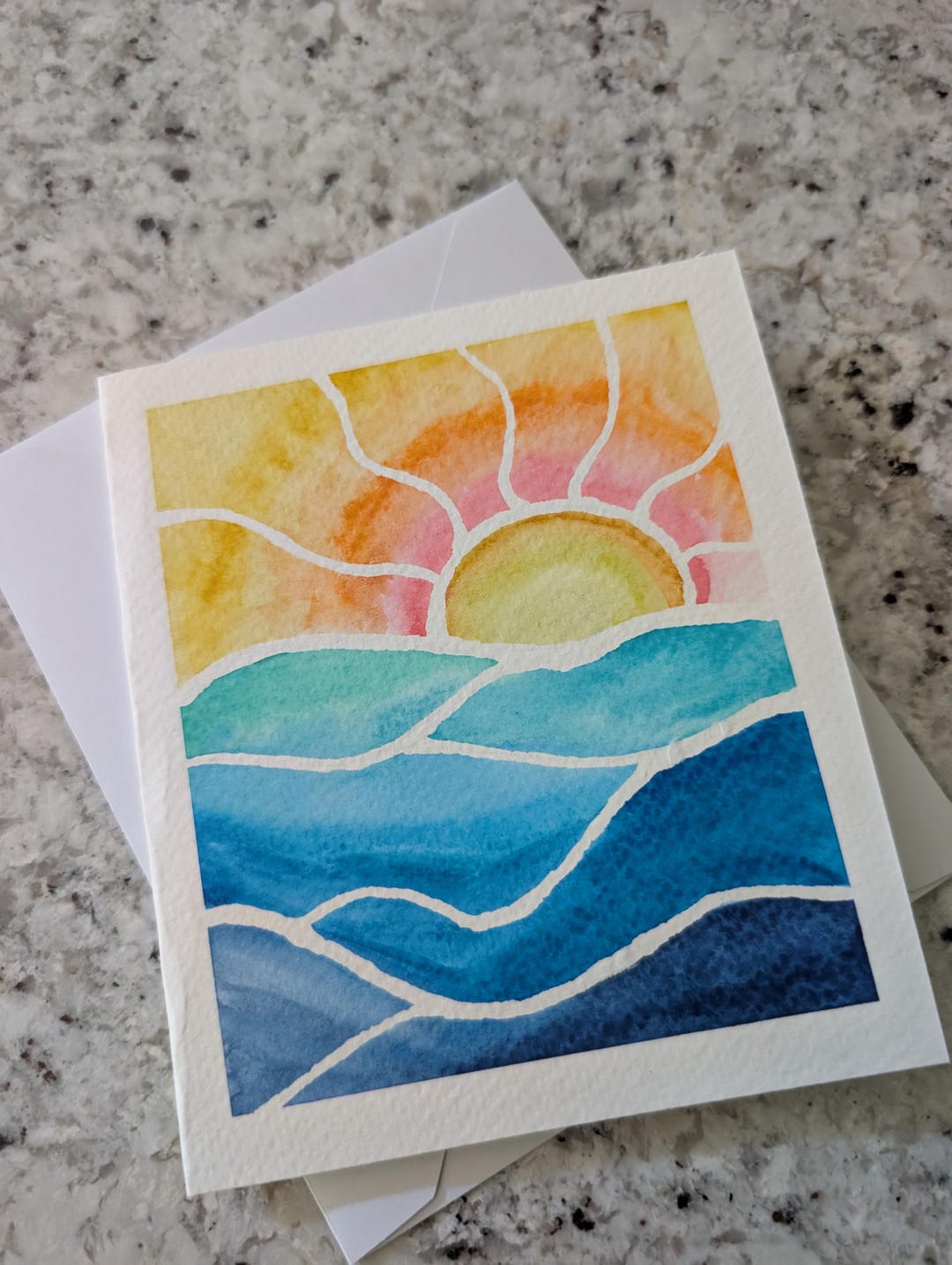 Watercolor Sunrise Card - Etsy