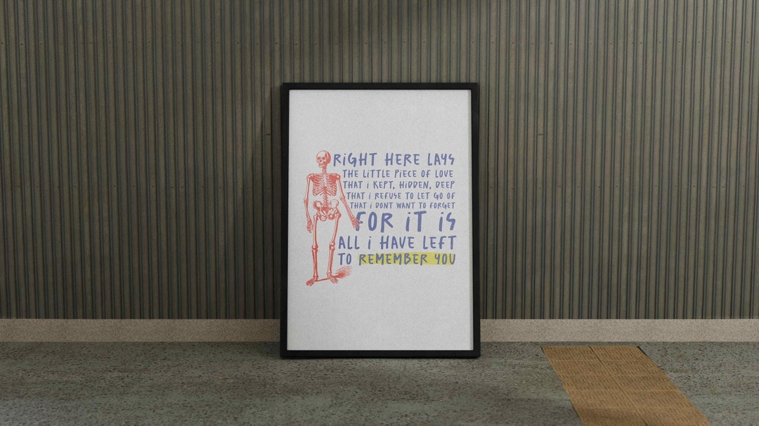 Remember You Skeleton Art Quote, Sad Typography Print, Grieve Wall ...