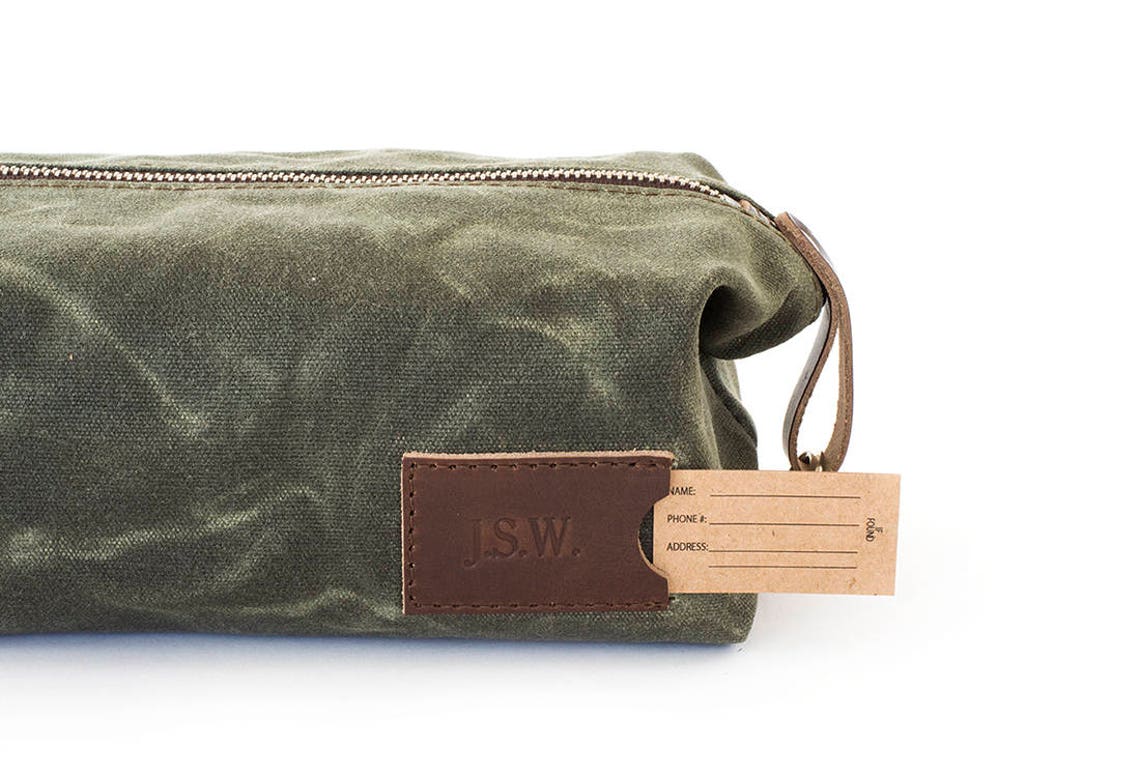 Personalized Waxed Canvas Dopp Kit: Expandable Toiletry Bag | Etsy