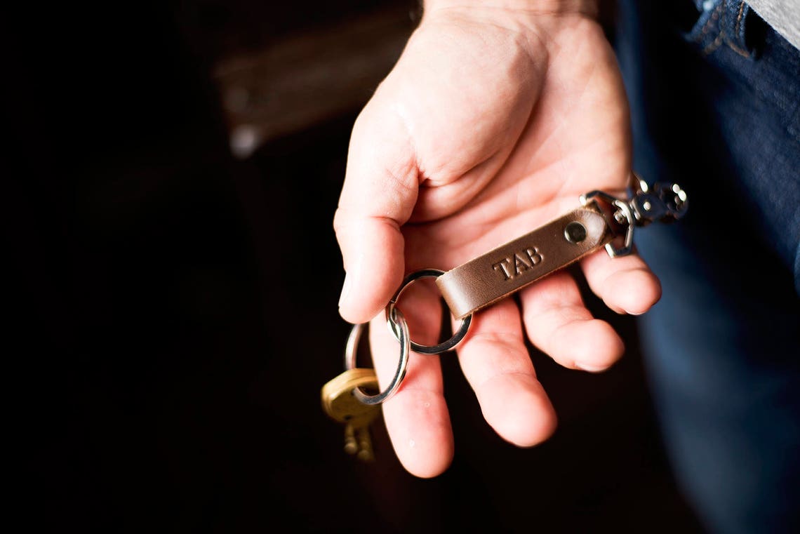 Personalized Leather Key Clip Horween Leather Keychain - Etsy