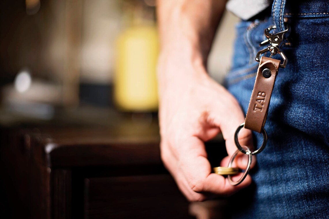 Personalized Leather Key Clip Horween Leather Keychain - Etsy