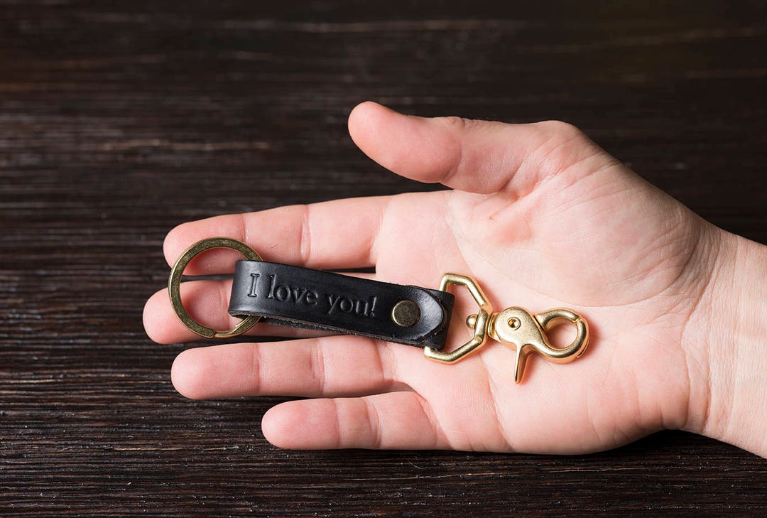 Personalized Leather Key Clip, Horween Leather Keychain, 3rd ...