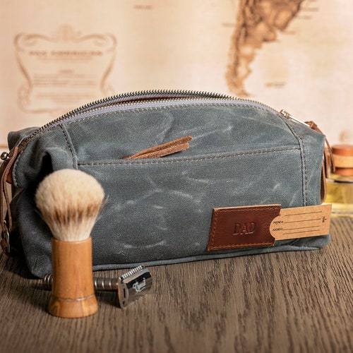 Personalized Waxed Canvas Dopp Kit: Expandable Toiletry Bag - Etsy