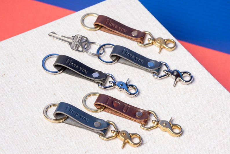 Personalized Leather Key Clip Horween Leather Keychain - Etsy