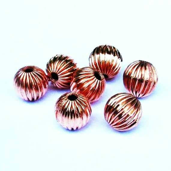 11mm Fluted Copper Beads Large Hole Beads Copper Melon Beads | Etsy