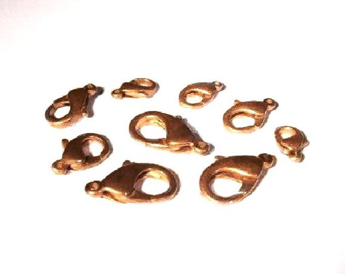 SOLID Copper Lobster Claw Clasps 12mm, 15mm or 18mm Copper Trigger ...