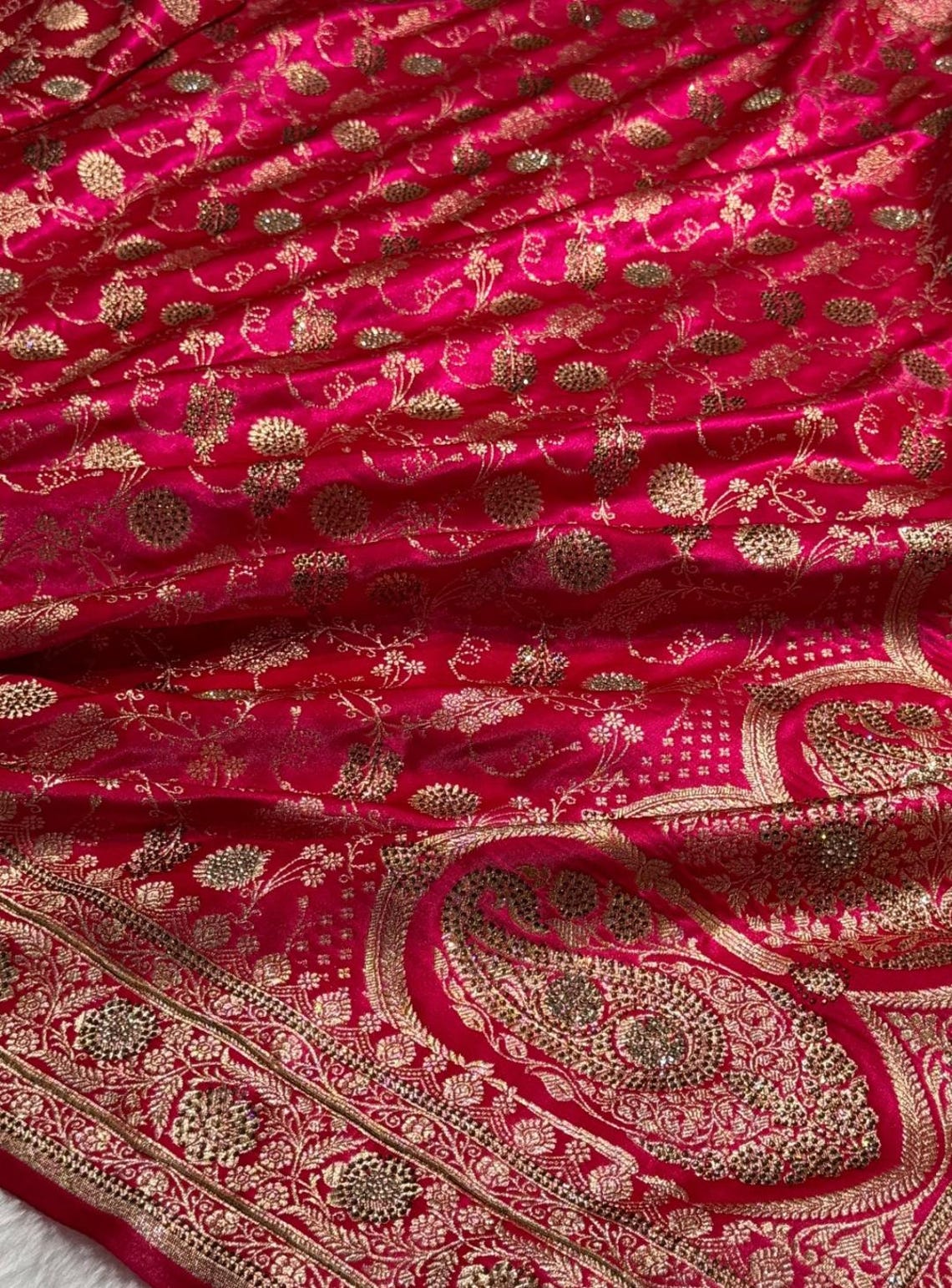Rani Pink Mashru Silk Saree: Jaal Pattern, Zari Weaving - Etsy
