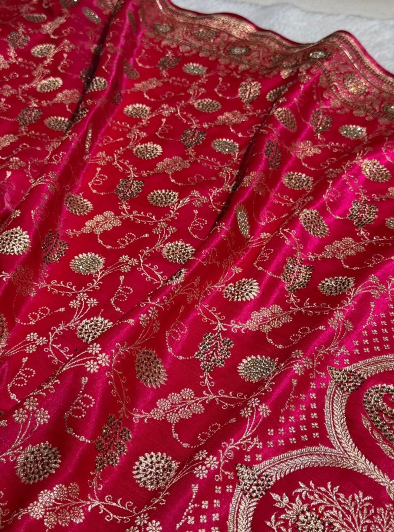Rani Pink Mashru Silk Saree: Jaal Pattern, Zari Weaving - Etsy