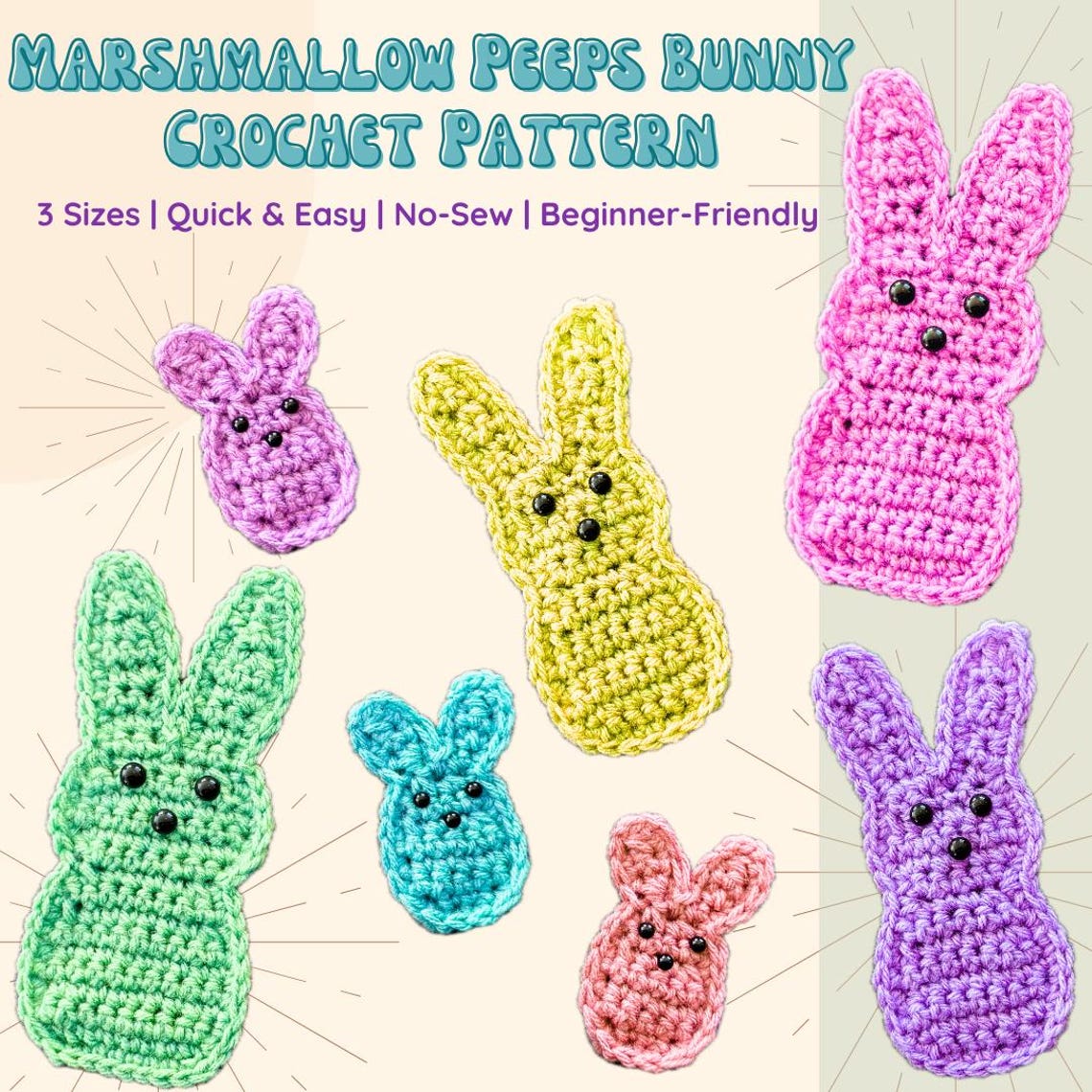 Peeps Bunny Crochet Pattern PDF | No-sew Easter Bunny Garland ...