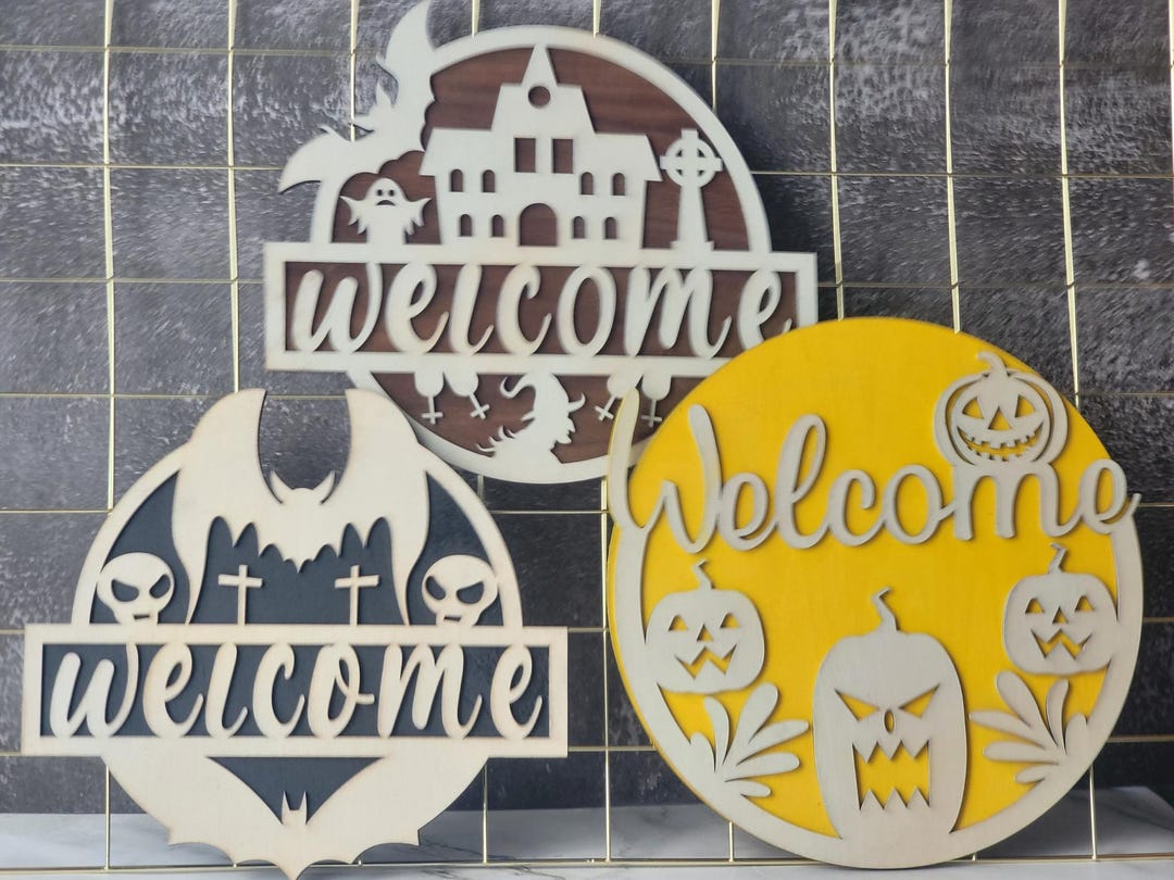 Halloween Welcome Sign Front Door Hanging Decor for Halloween Home ...
